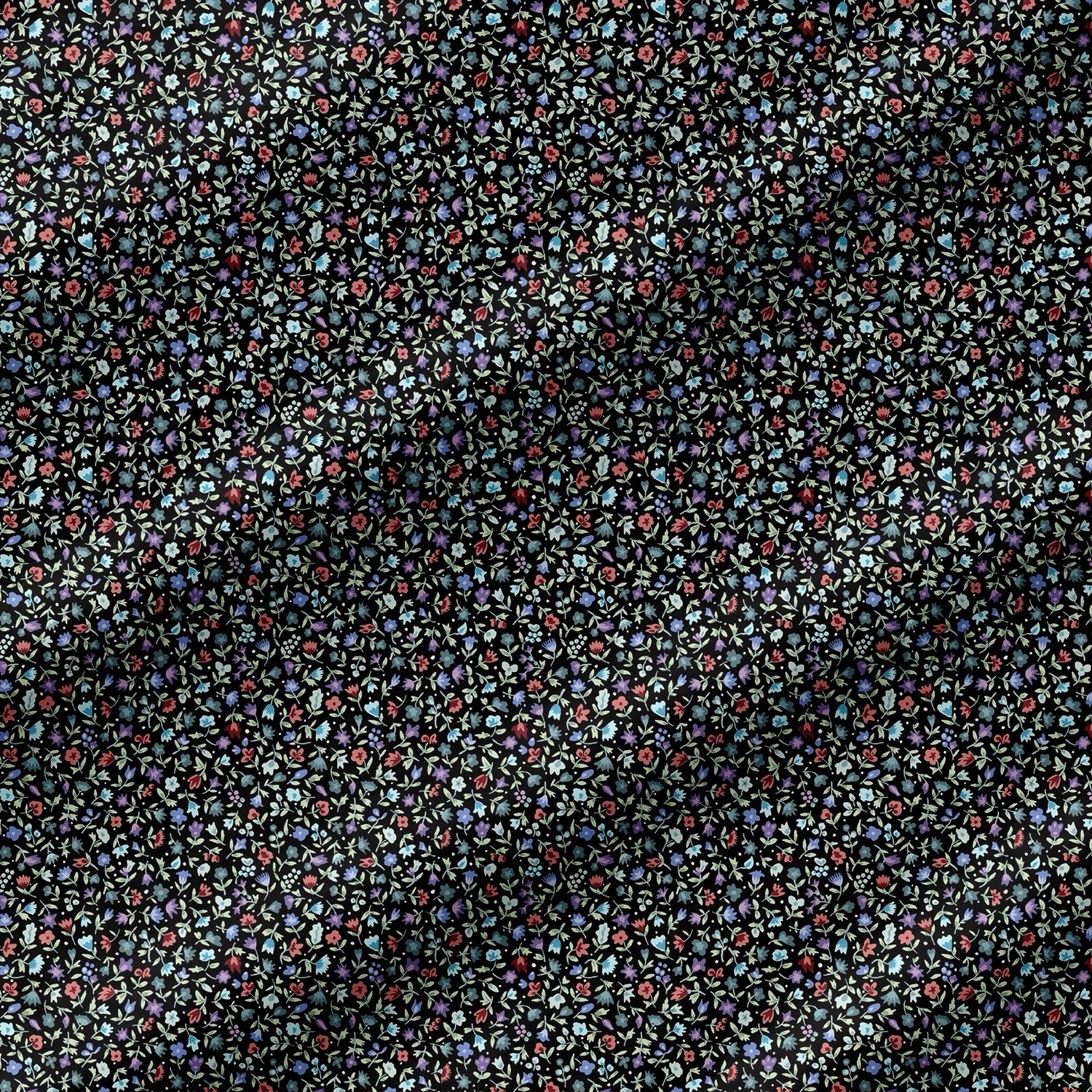 Tiny Flowers 3 YD Cut-Black Multi | ConnectingThreads.com