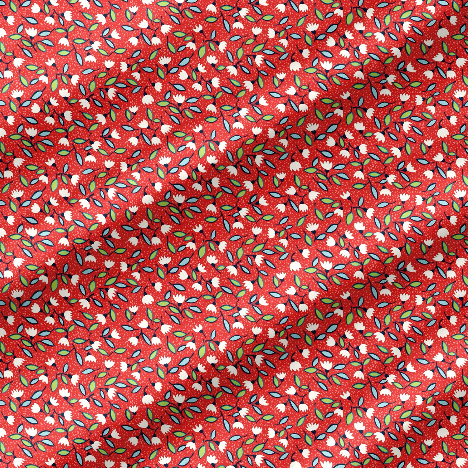 Specialty Cuts Leafy Tulips 3 Yard Cut Blaze Red Quilting Cotton Fabric | ConnectingThreads.com