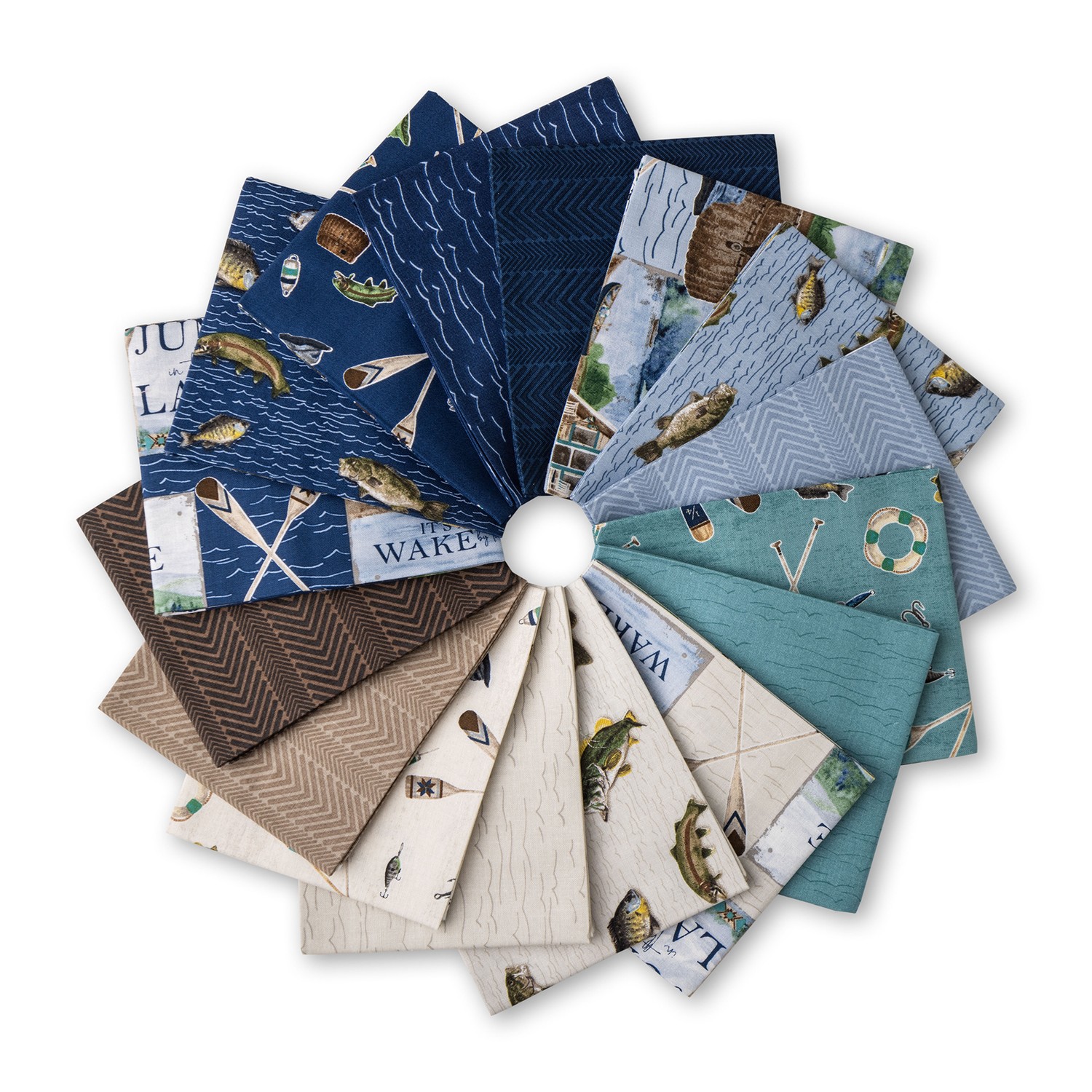 Wake at the Lake - Wake at the Lake Fat Quarter Sampler Blue Multi ...