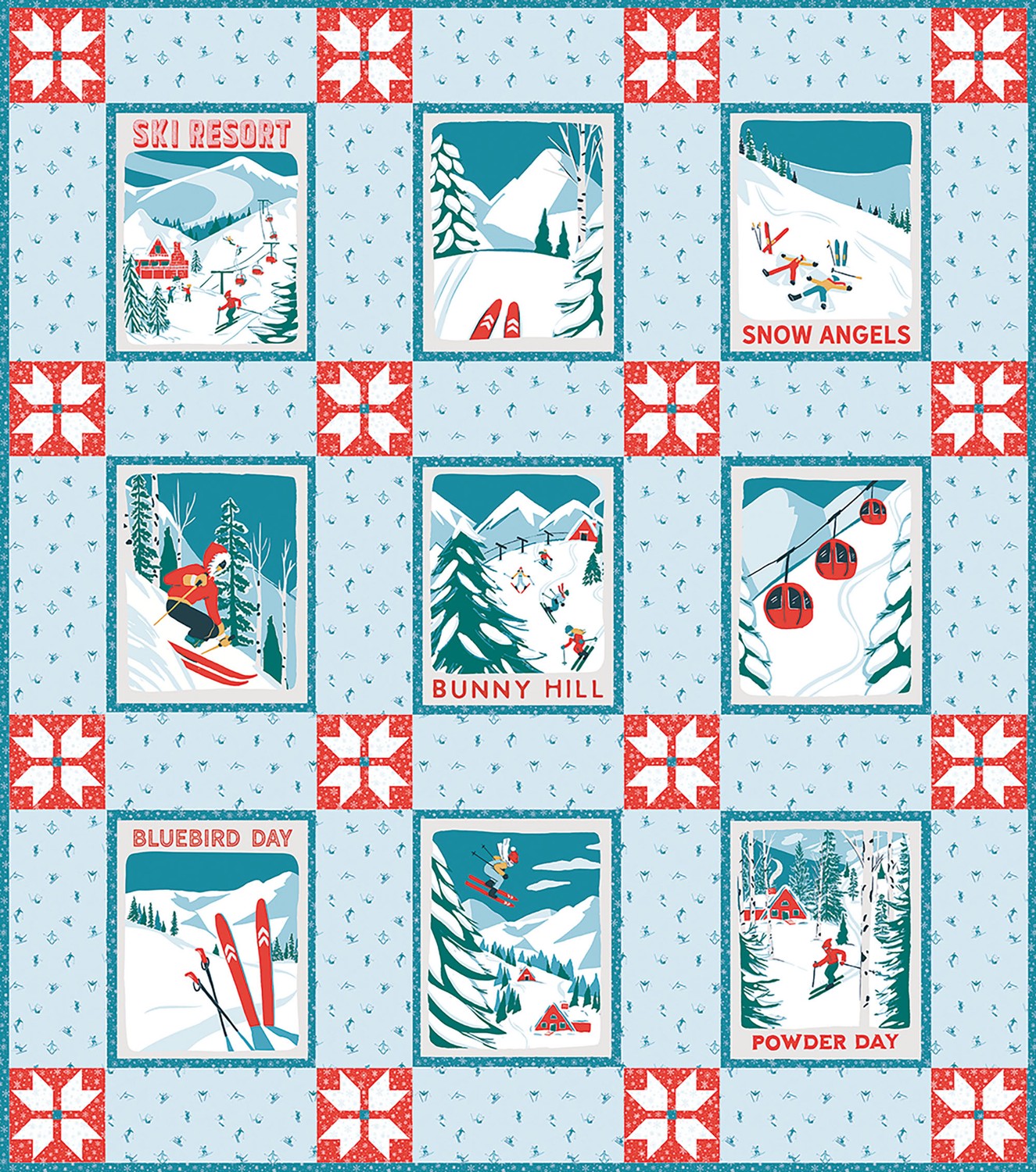 Ski Hill - Ski Hill Ski Trip Cotton Fabric Quilt Kit ...