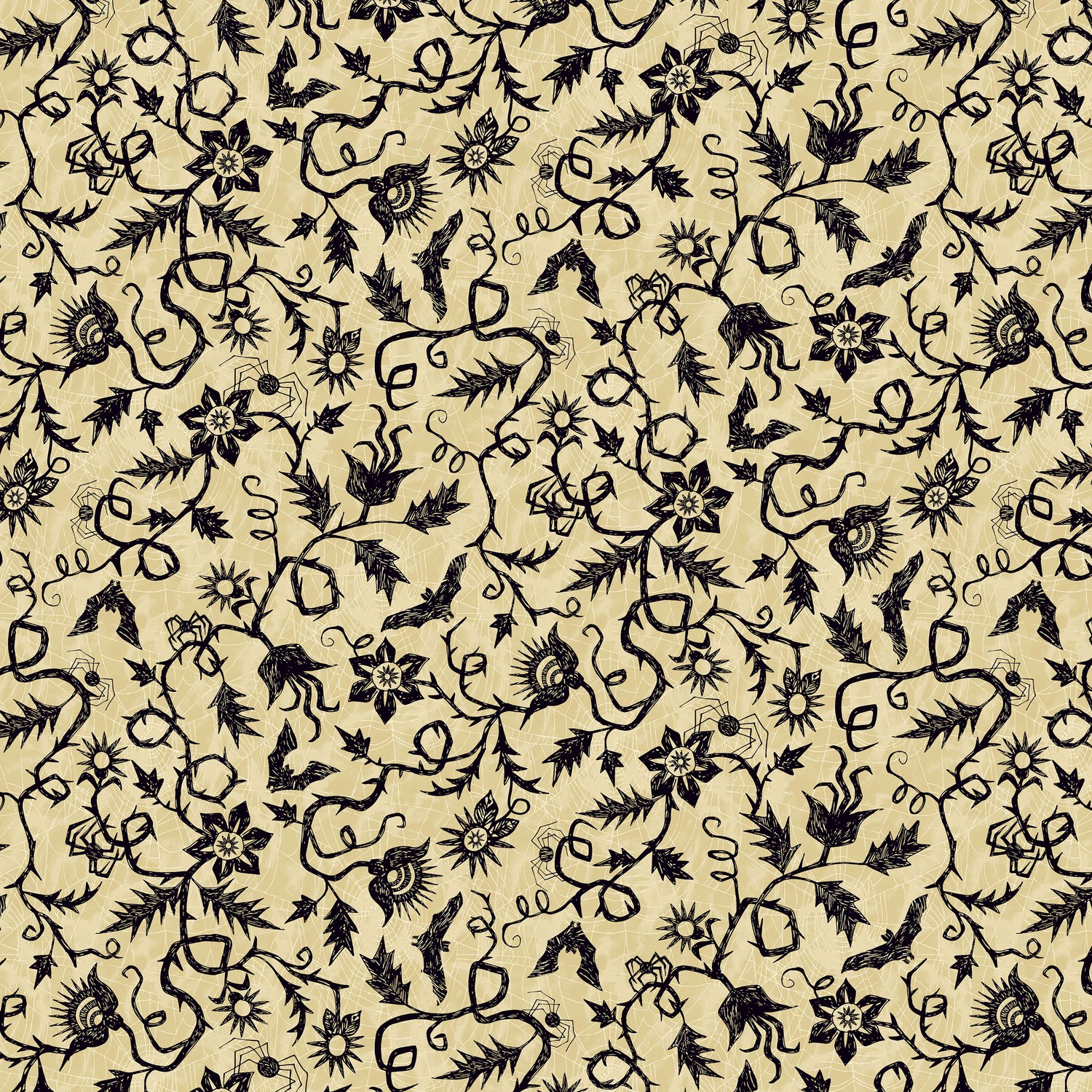 Nevermore - Nevermore The Hallows-Cream Quilting Cotton Fabric Yardage ...