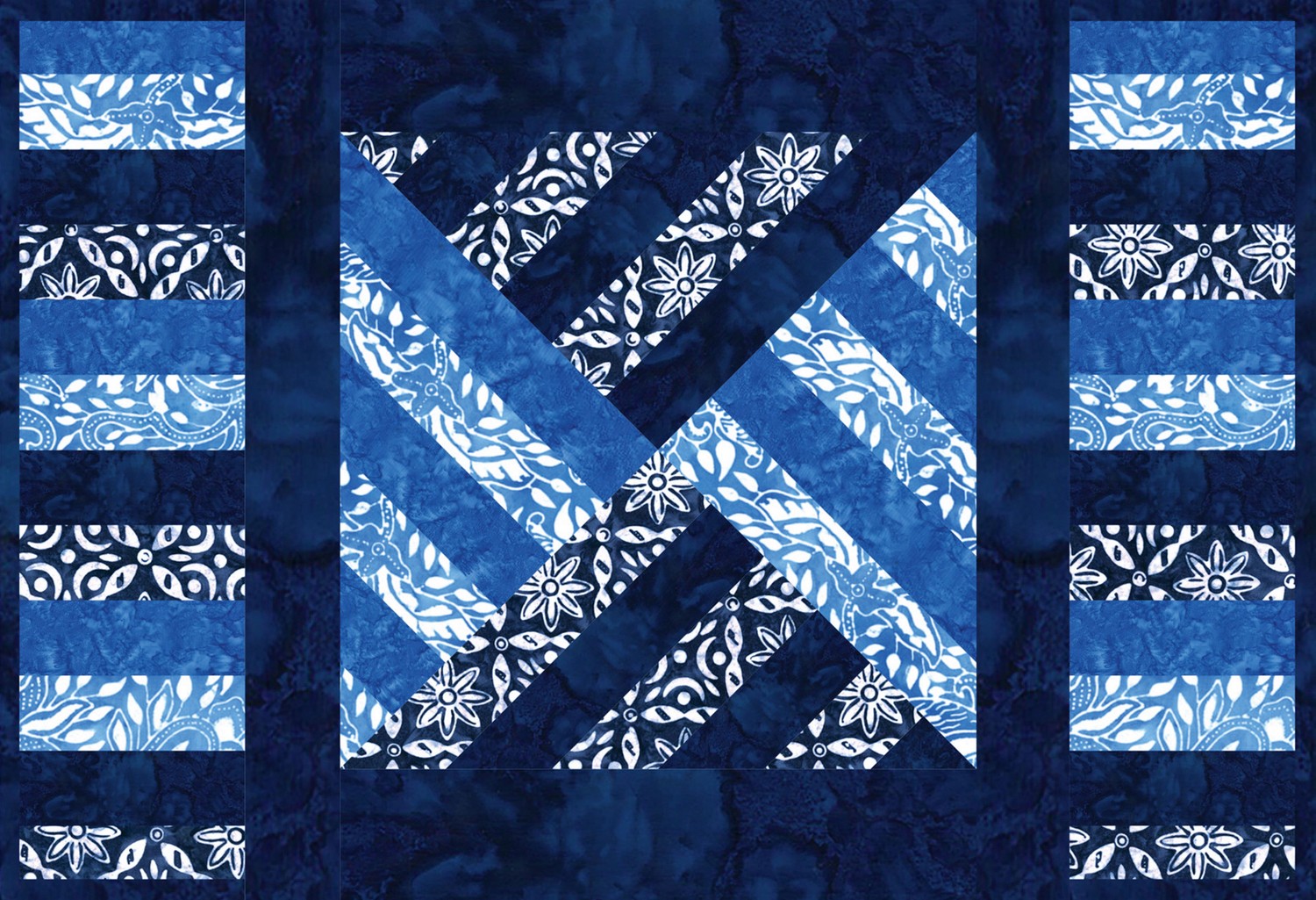 Moonlit Indigo Batiks - Moonlit Indigo Batiks Indigo Weave Placemats Cotton Fabric Quilt Kit ...