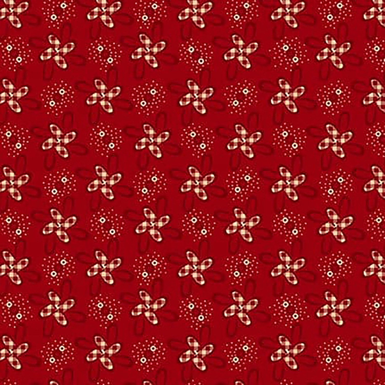 Garnets & Gingham - Whirlygig-Garnet Cotton Quilting Fabric Yardage | ConnectingThreads.com