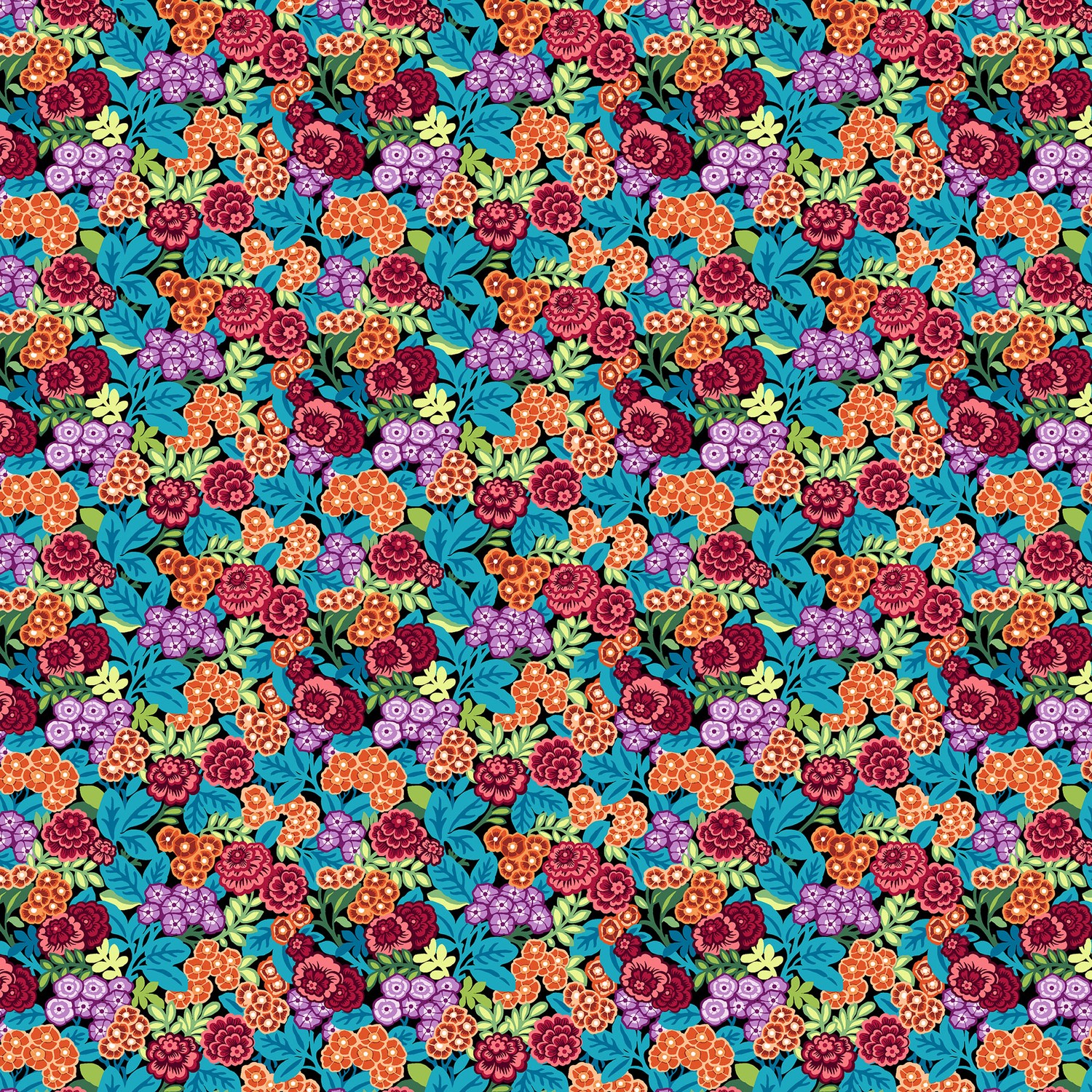 Bright Blossoms - Bright Blossoms Garden Lush Black Multi Quilting ...