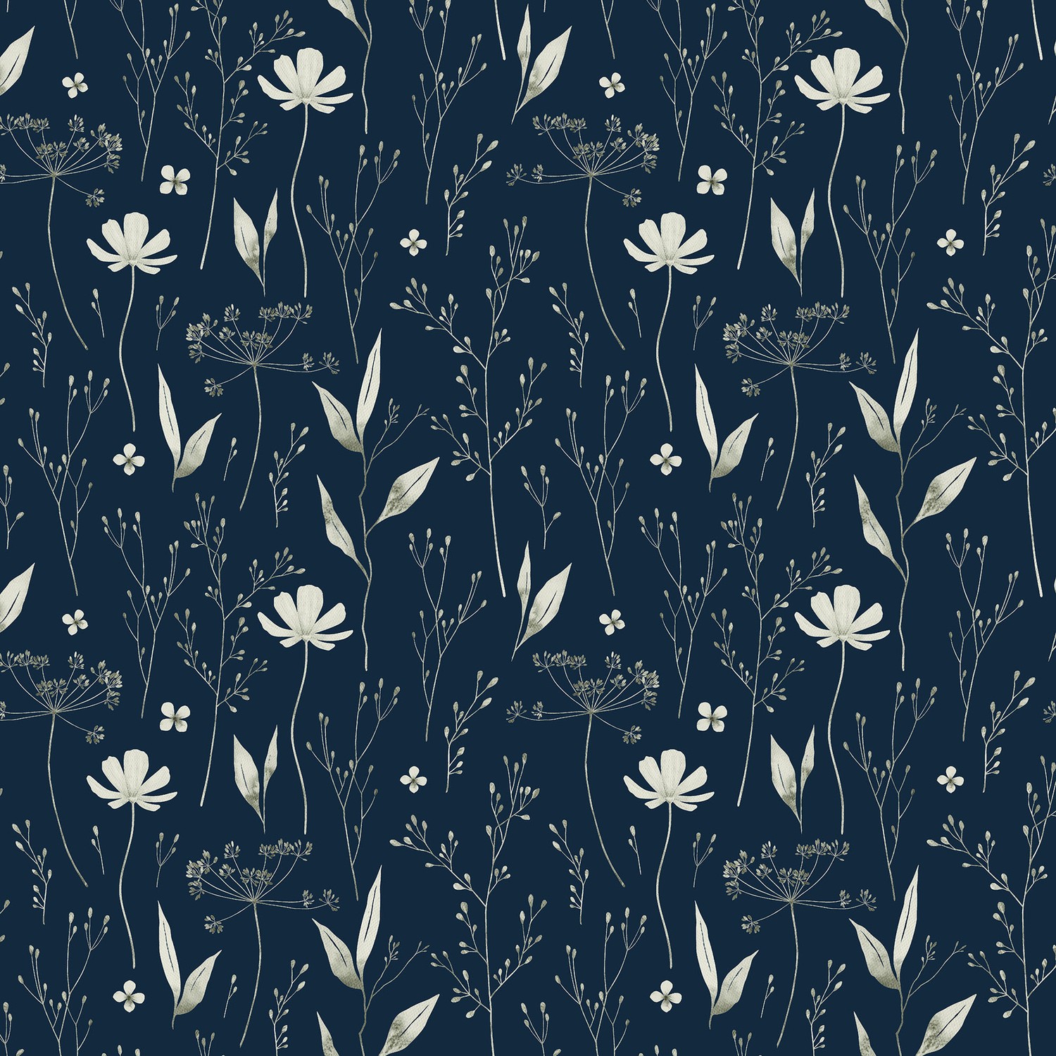 Swallowtail Grove - Swallowtail Grove Dried Flowers Indigo Quilting Cotton Fabric Yardage ...