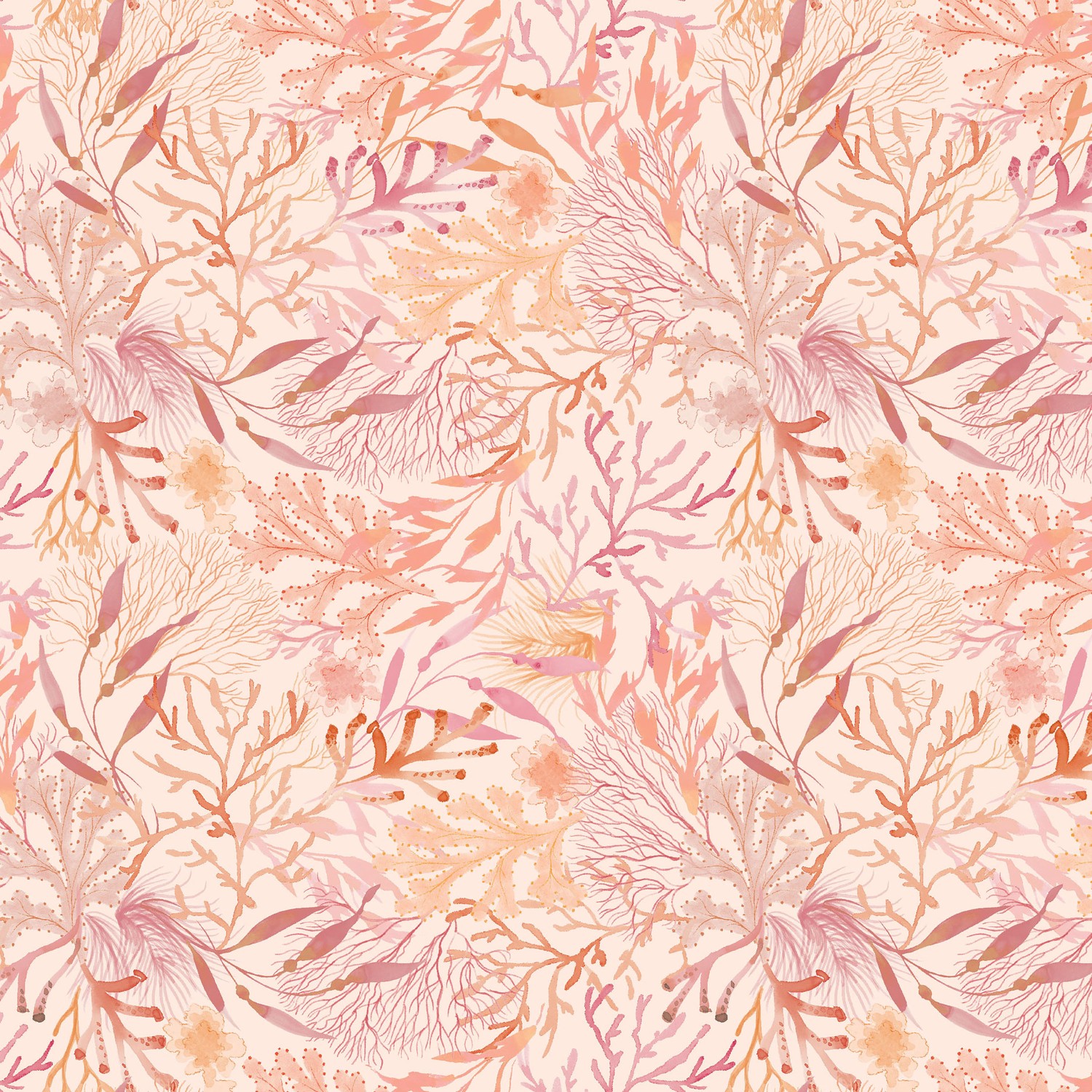 Seascape - Coral Seaweed-Peach/Pink | ConnectingThreads.com