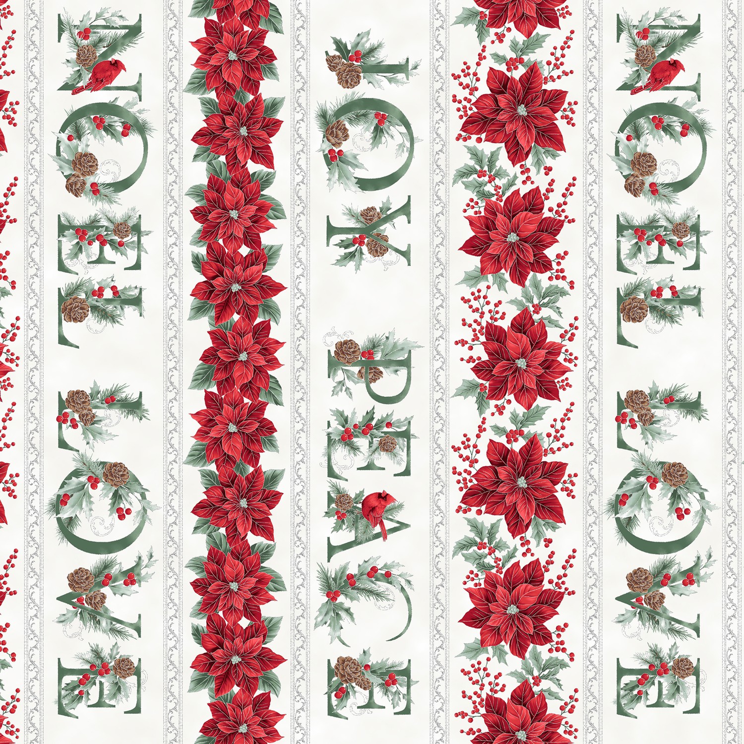 Christmas Splendor - Joy, Noel, Peace and Love-Winter Cherry Silver ...
