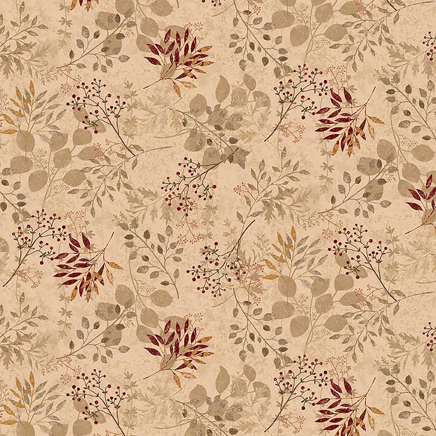 Oak and Maple - Leaves Allover-Tan | ConnectingThreads.com