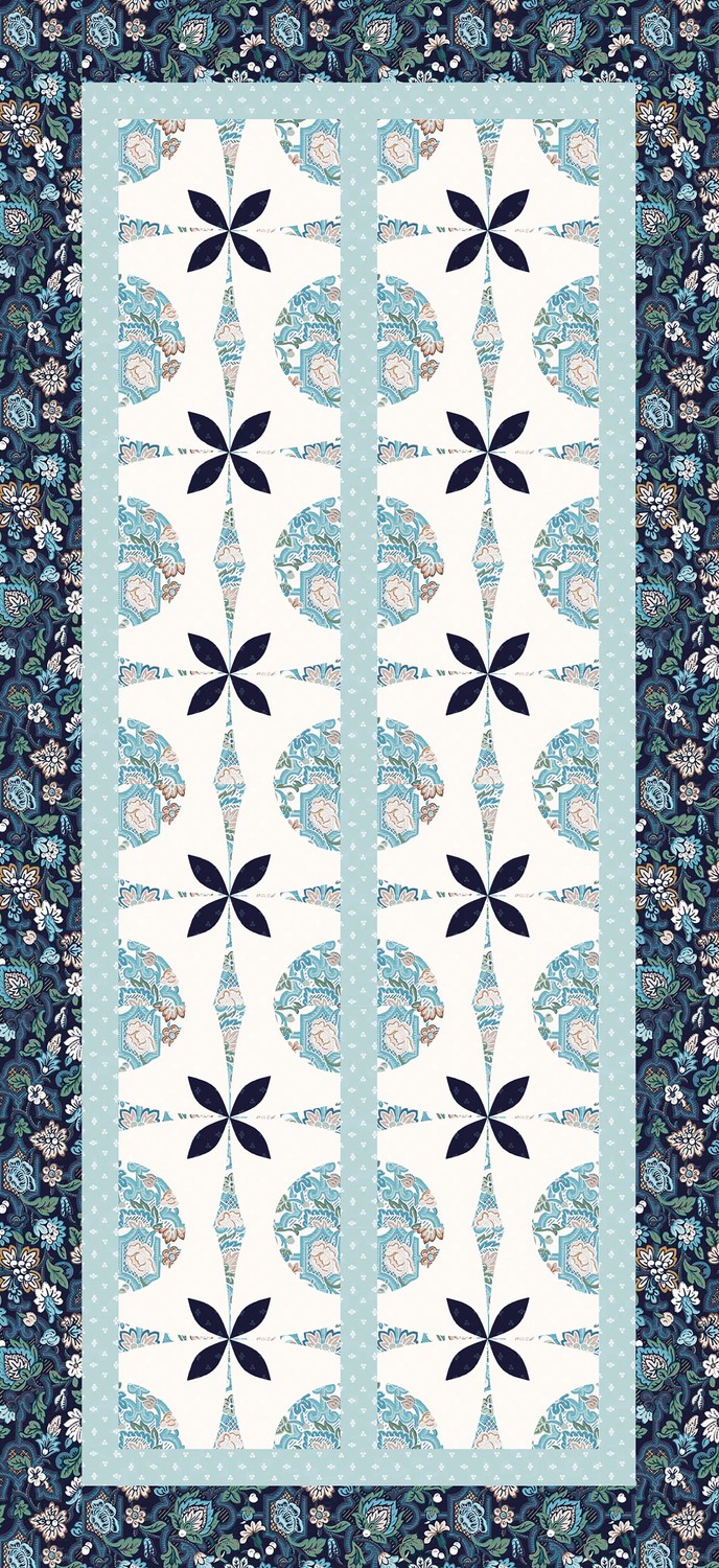 Luxembourg Square - Luxembourg Square Snowflower Multi Cotton Fabric Table Runner Kit ...