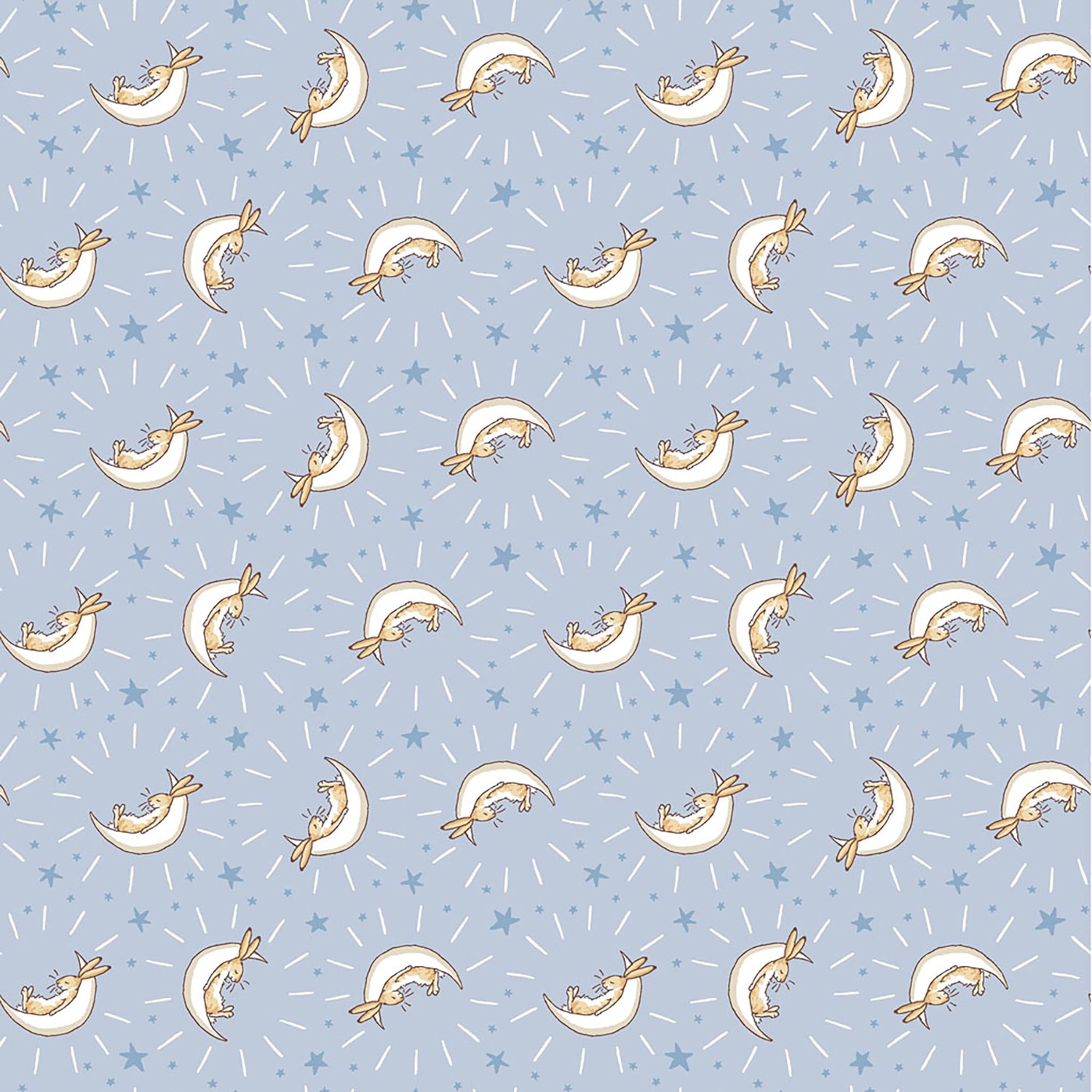 Guess How Much I Love You 2024 Bunny Moons Flannel Light Denim Yardage | ConnectingThreads.com