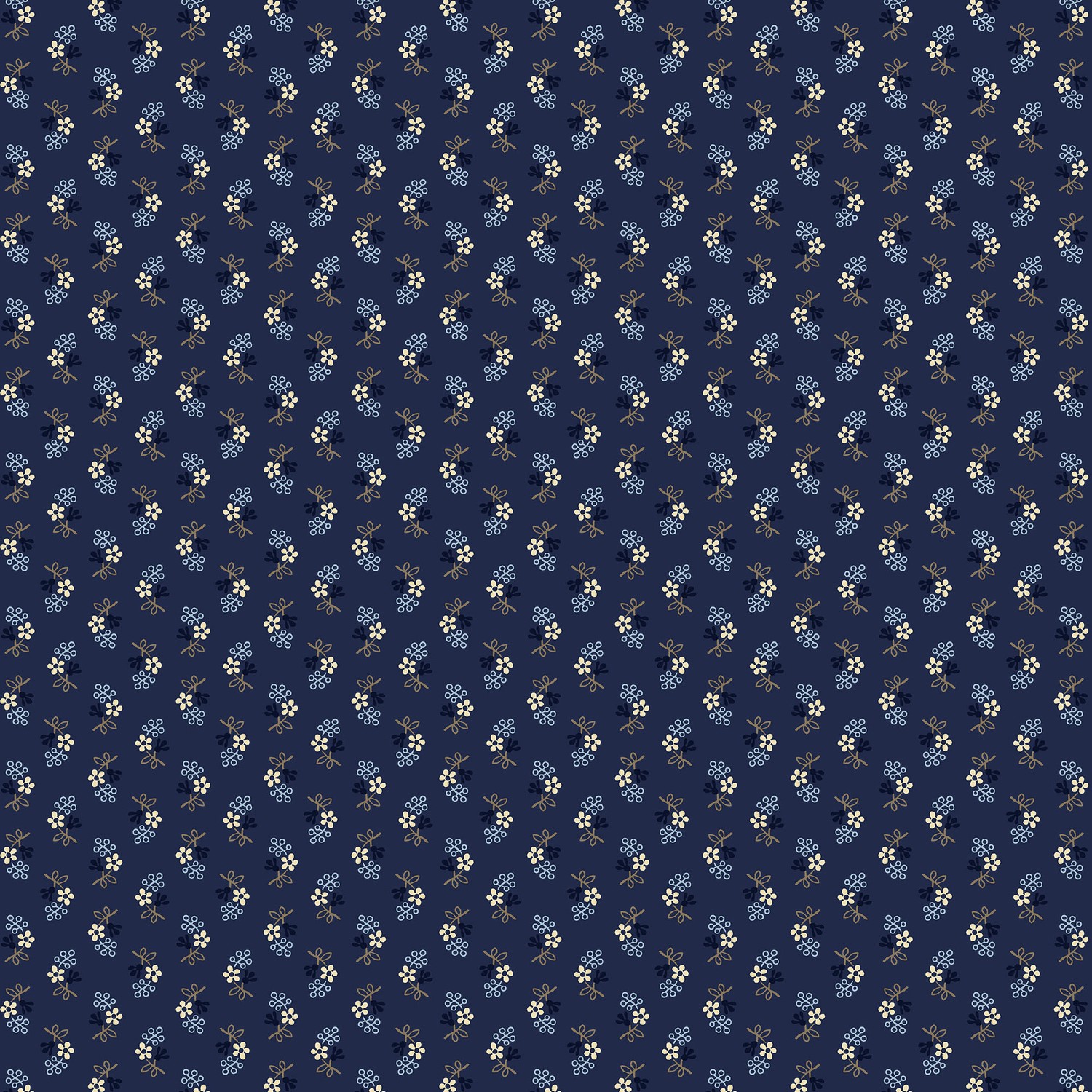 Blueberry Parfait - Blueberry Parfait Clara Ditsy Dk Prussian Blue Quilting Cotton Fabric ...