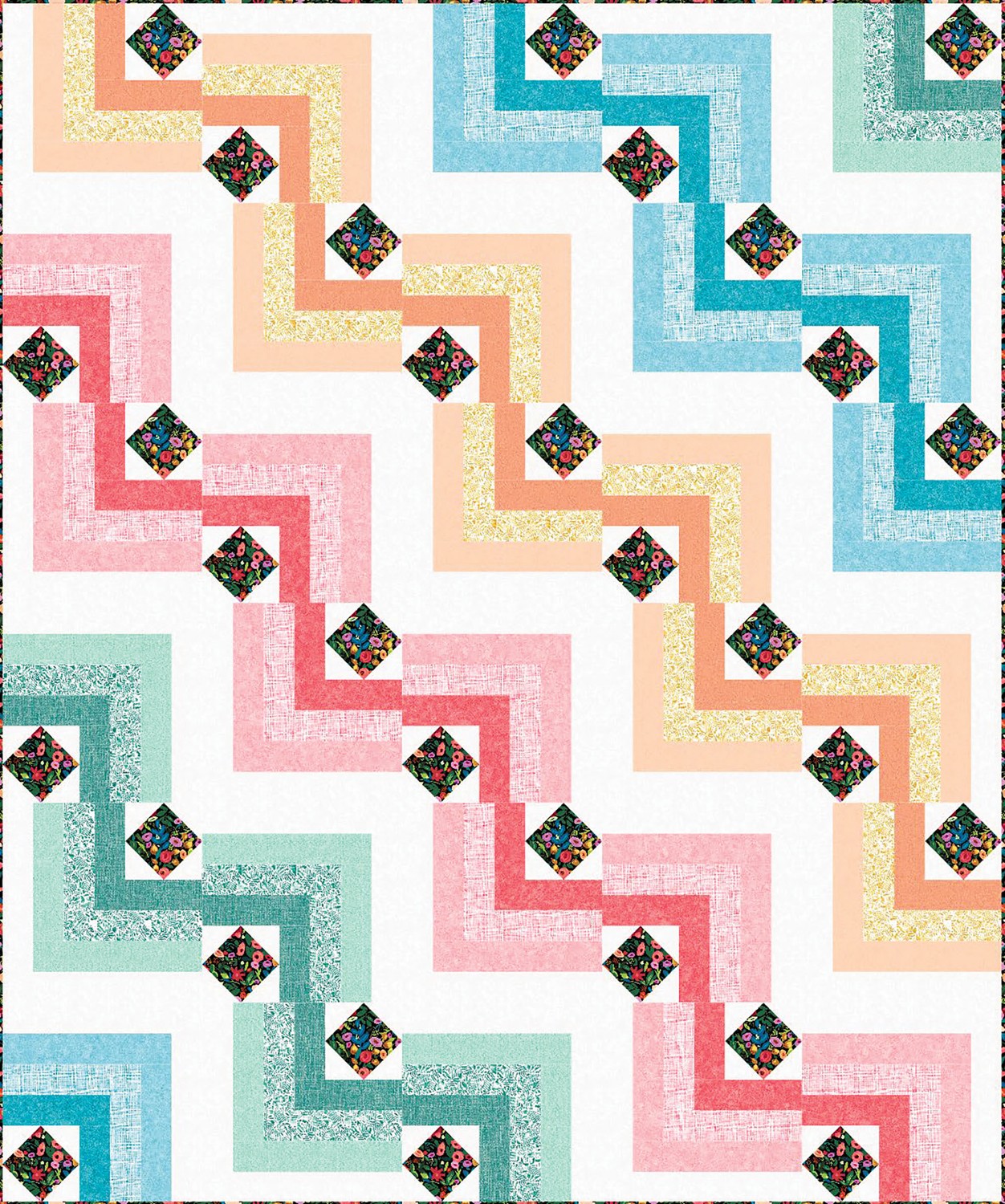Bright Blossoms - Diamond Cabana Quilt Pattern Download | ConnectingThreads.com