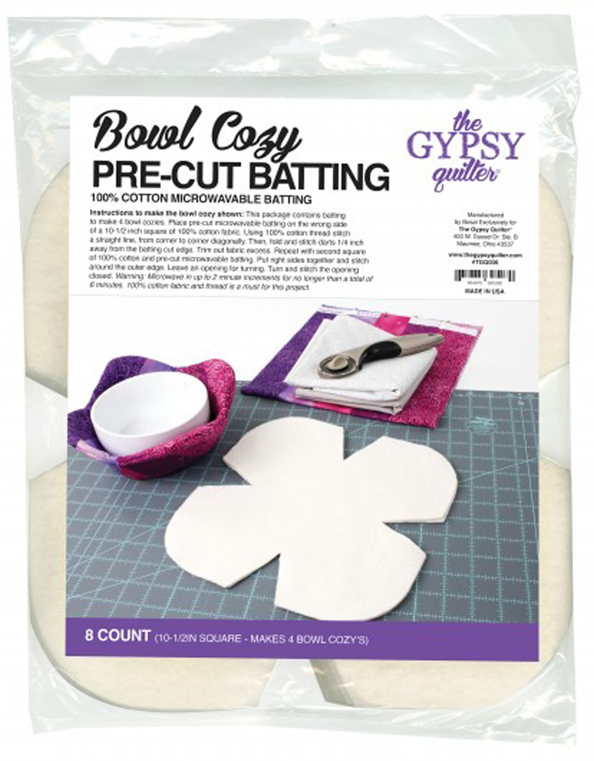 The Gypsy Quilter Bowl Cozy Pre-Cut Batting 8ct | ConnectingThreads.com