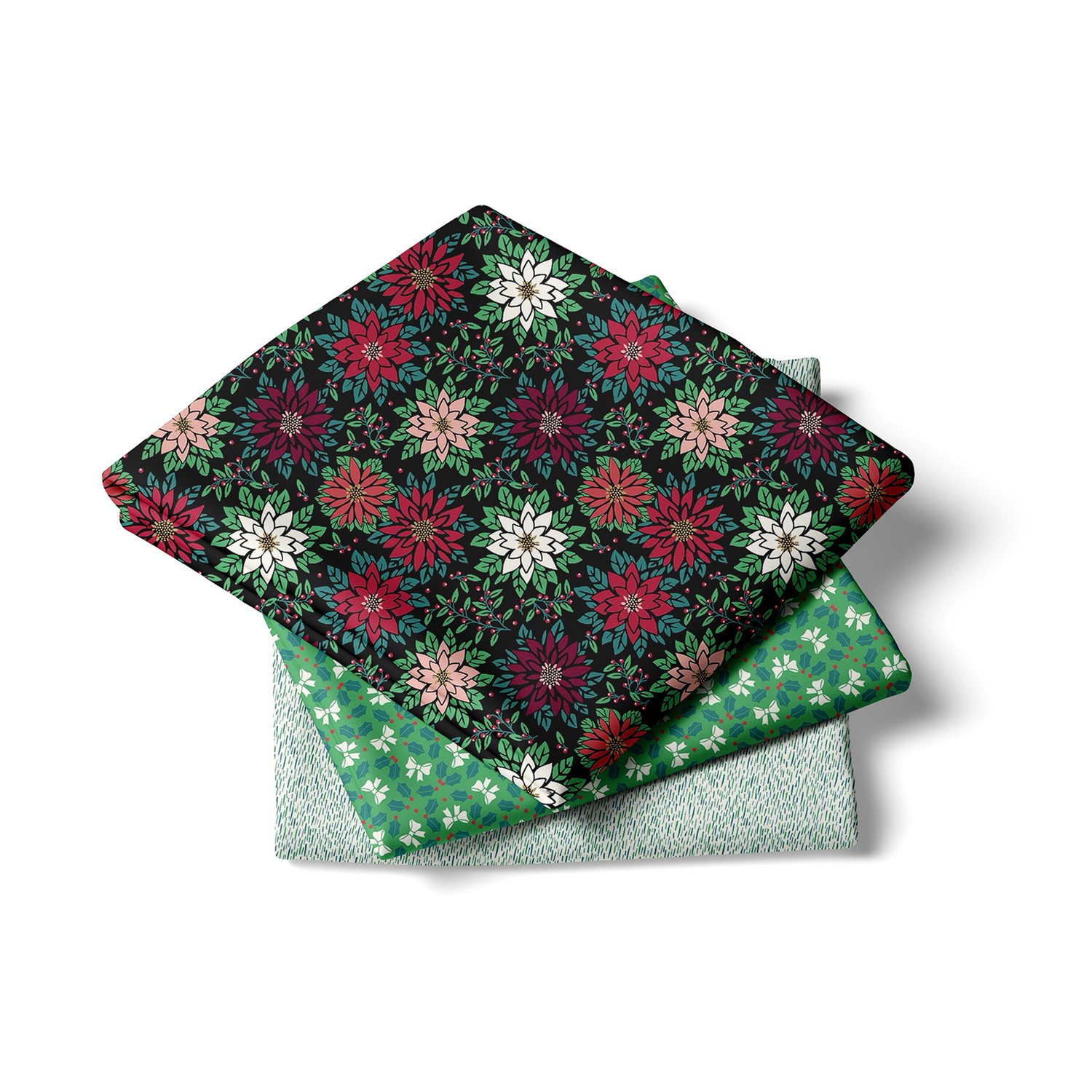 Holiday Magic - Pretty Poinsettias 3-Yard Fabric Bundle | ConnectingThreads.com