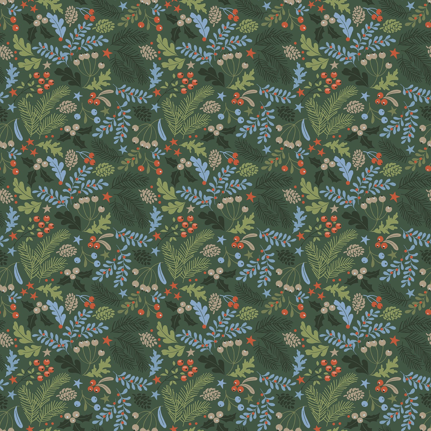 Santa's Tree Farm - Santa's Tree Farm Berries & Boughs Forest Quilting Cotton Fabric Yardage ...