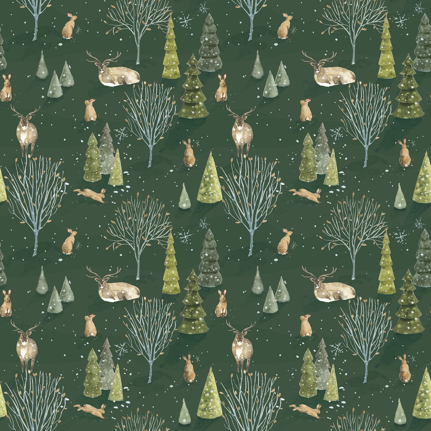 Santa's Tree Farm - Santa's Tree Farm Woodland Forest Quilting Cotton Yardage ...