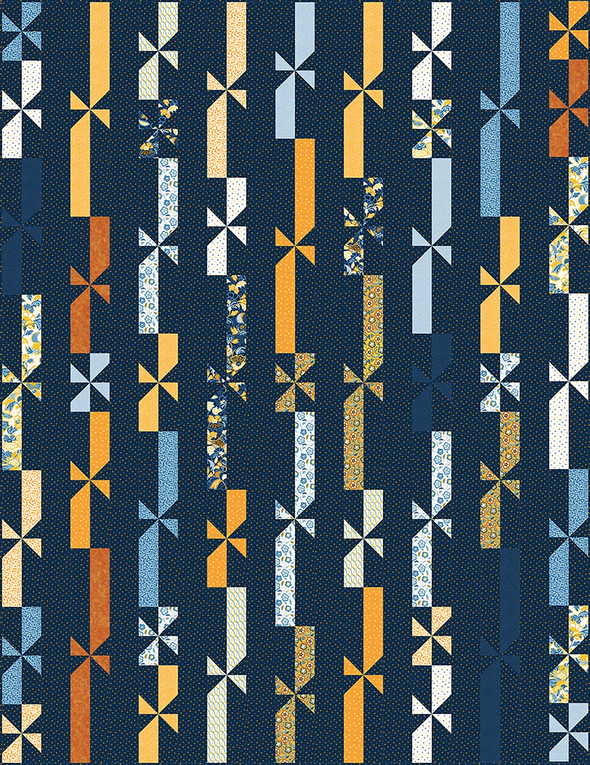 Cheddar Blues - Cheddar Blues Taffy Twirl Navy Cotton Fabric Quilt Kit ...