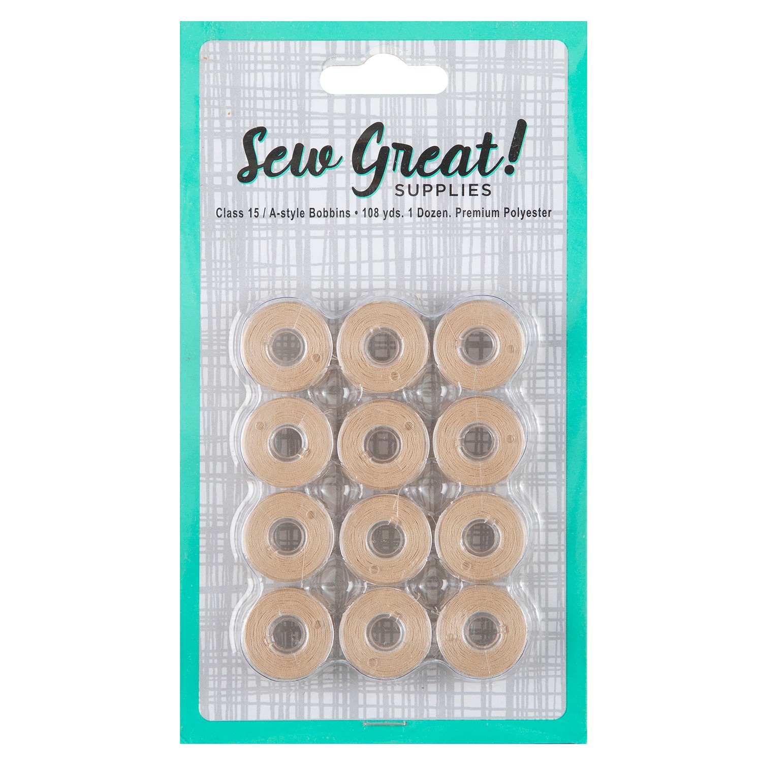 Sew Great Bobbin 12- Pack #405 Cashew Spool | ConnectingThreads.com