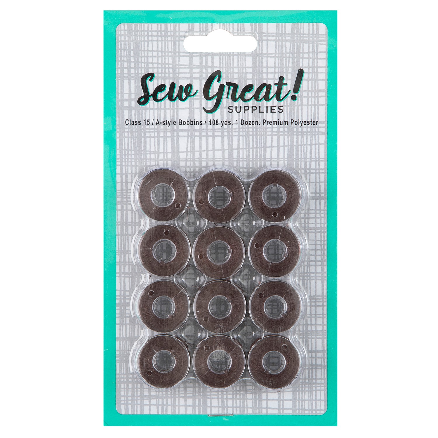 Sew Great Bobbin 12- Pack #466 Brown Bear Spool | ConnectingThreads.com